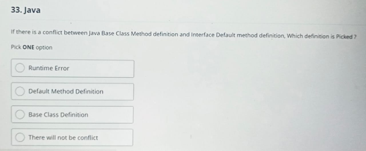 Solved JavaIf there is a conflict between Java Base Class | Chegg.com