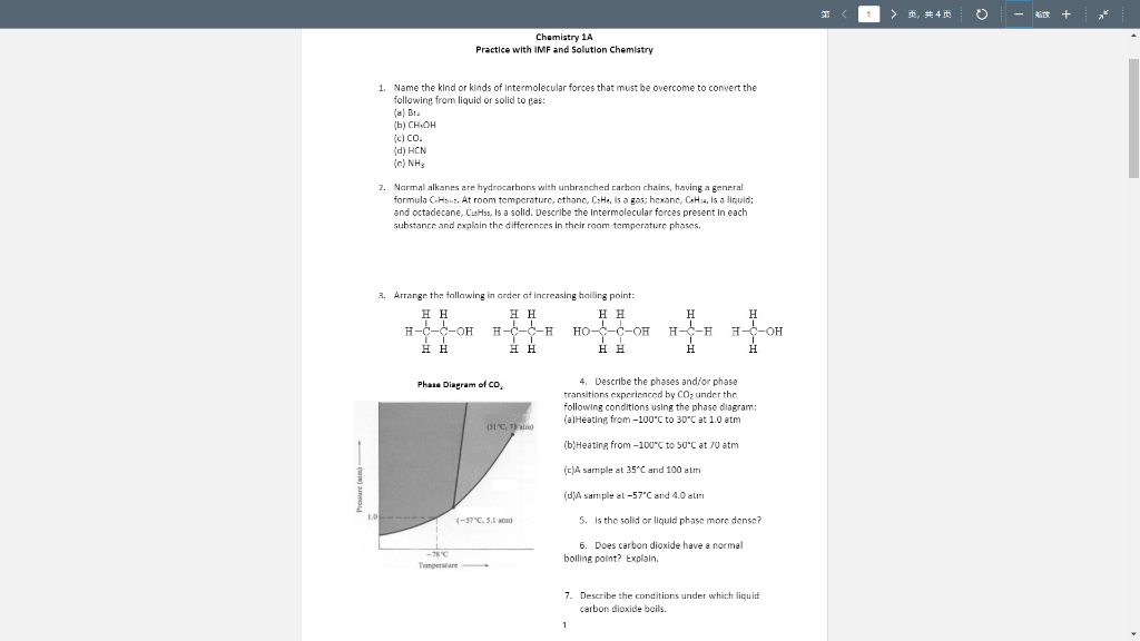 ,載到 4 it 主营 Chemistry 1A Practice with IMF and | Chegg.com