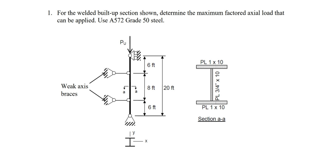 Solved For the welded built-up section shown, determine the | Chegg.com