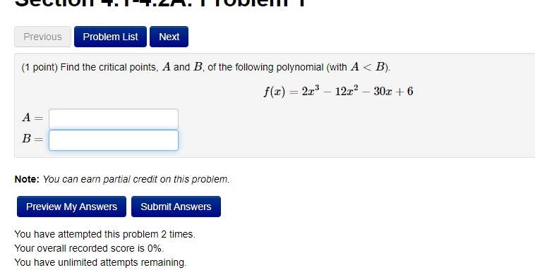 Solved Previous Problem List Next (1 point) Find the | Chegg.com