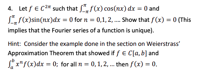 Solved Fourier Series Given f e C2 we can express it as the | Chegg.com
