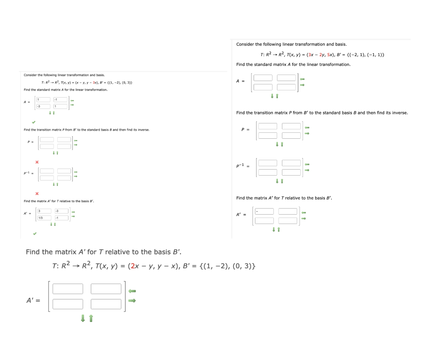 Solved Consider the following linear transformation and | Chegg.com