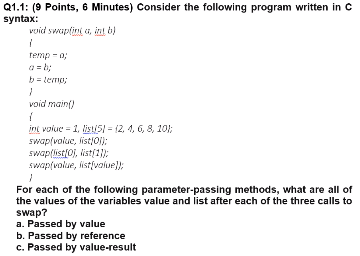 Solved Q1.1: (9 Points, 6 Minutes) Consider the following | Chegg.com