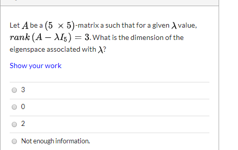 Solved Let A be a (5 x 5)-matrix a such that for a given | Chegg.com