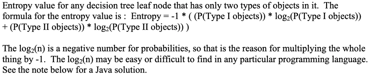 Entropy value for any decision tree leaf node that | Chegg.com