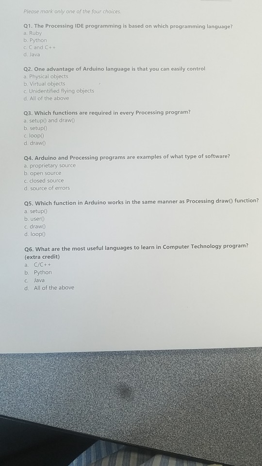 Solved Please mark only one of the four choices Q1. The | Chegg.com