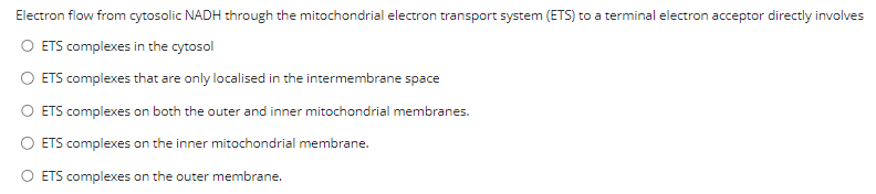 Solved Electron flow from cytosolic NADH through the | Chegg.com
