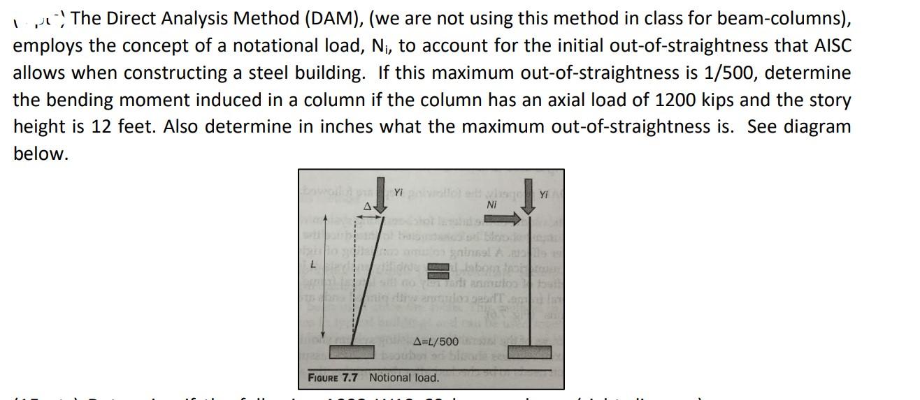1,μ−1, The Direct Analysis Method (DAM), (we are not | Chegg.com