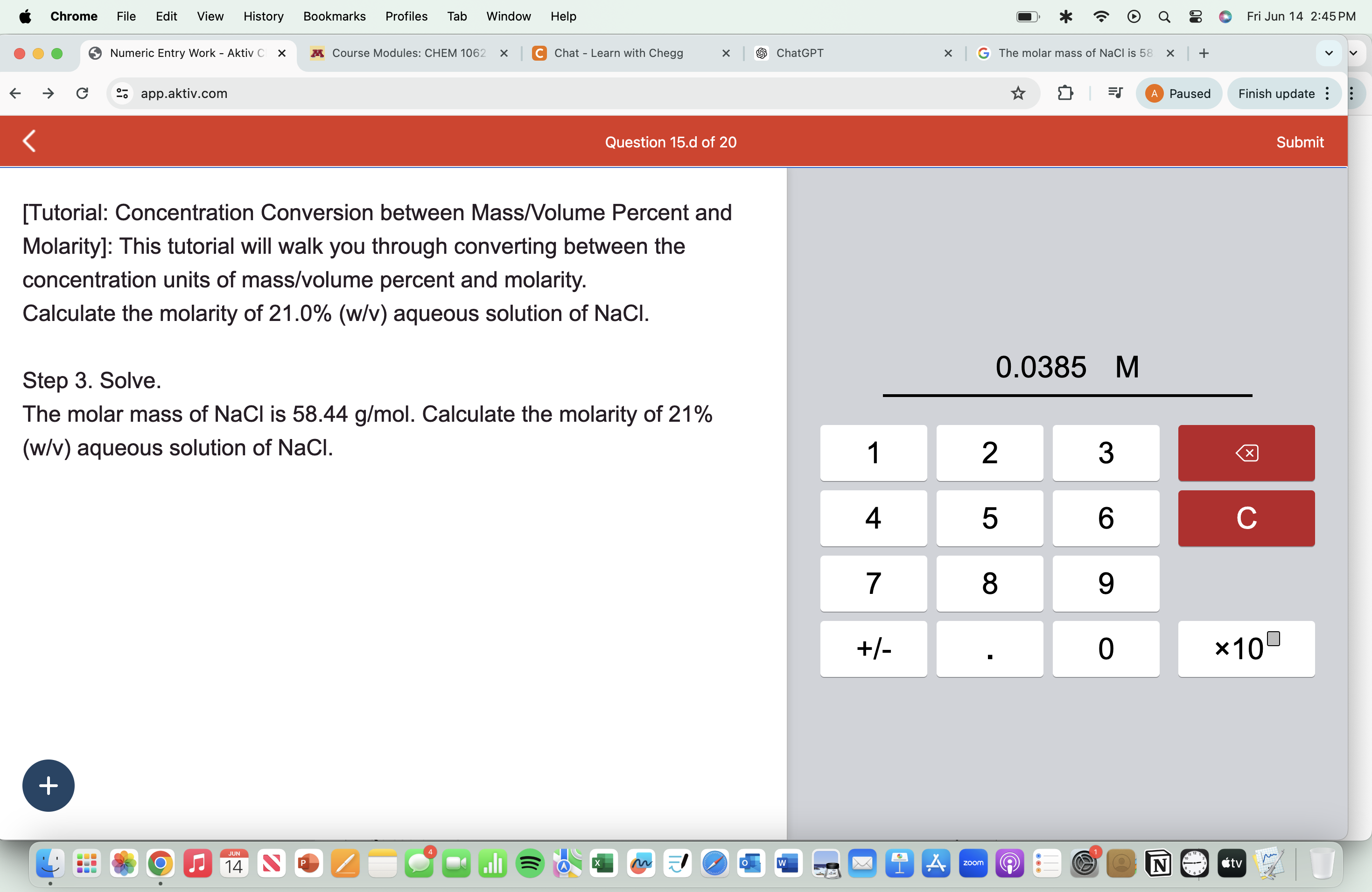 Solved [Tutorial: Concentration Conversion between | Chegg.com