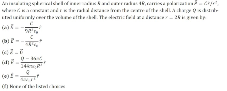 Solved (a) Ē (b) Ē f An insulating spherical shell of inner | Chegg.com
