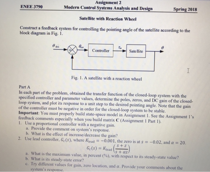 Solved Assignment 2 Modern Control Systems Analysis and | Chegg.com
