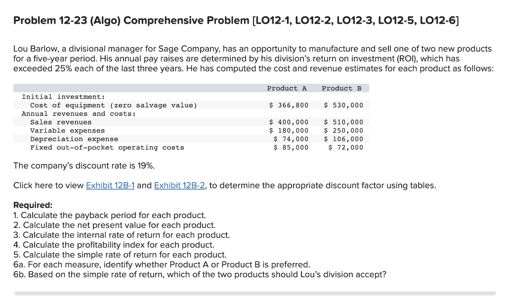 Solved Problem 12-23 (Algo) Comprehensive Problem [LO12-1, | Chegg.com