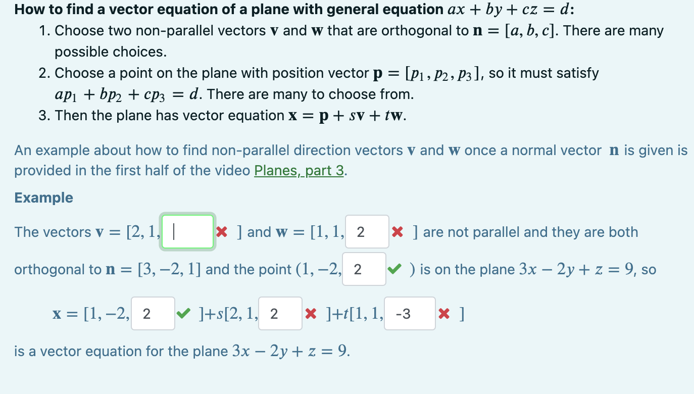 Solved How to find a vector equation of a plane with general | Chegg.com