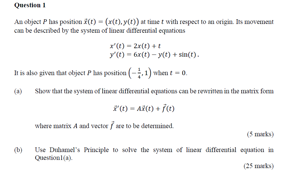 Solved Non Homogeneous System of ODEs & Linear 2nd Order | Chegg.com Solved Non Homogeneous System of ODEs & Linear 2nd Order | Chegg.com