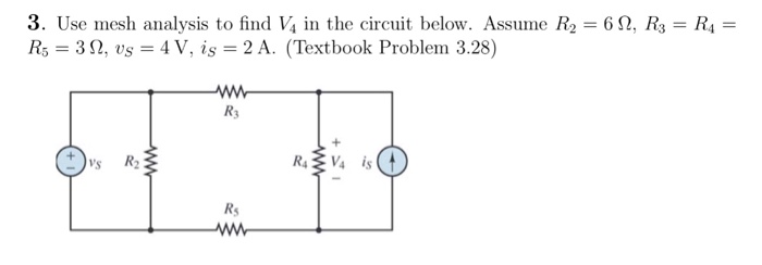 Solved 3. Use mesh analysis to find V4 in the circuit below. | Chegg.com