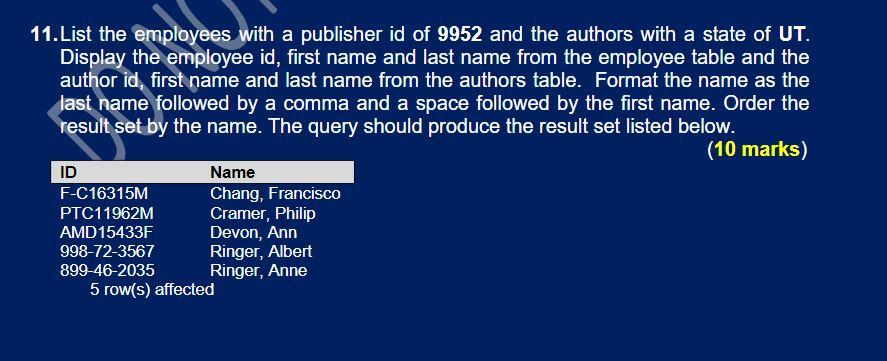 Solved Answer the following using the PUBS database in | Chegg.com