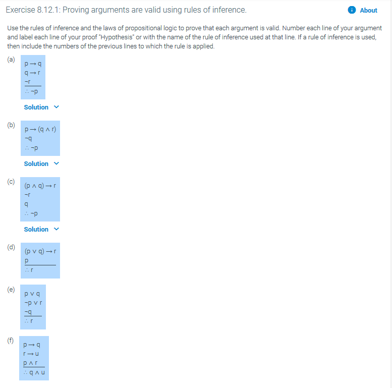 Solved Exercise 8.12.1: Proving arguments are valid using | Chegg.com