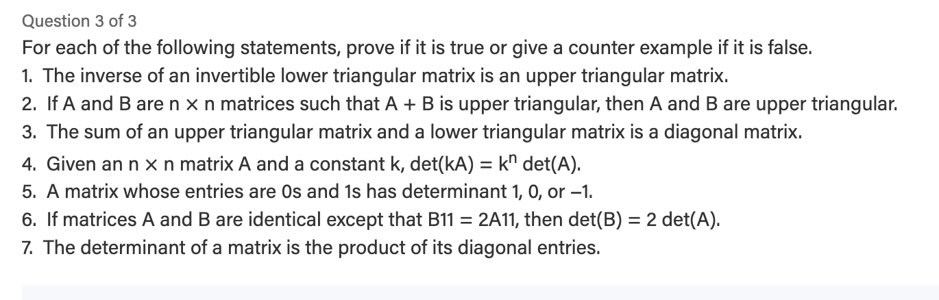 Solved Question 3 of 3 For each of the following statements, | Chegg.com