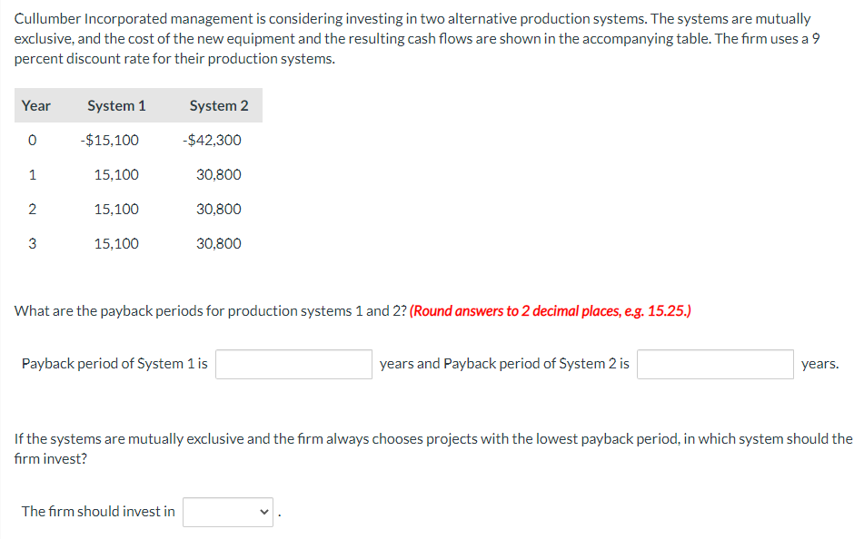 Solved Cullumber Incorporated management is considering | Chegg.com