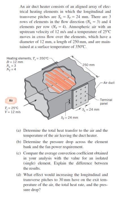 Solved An air duct heater consists of an aligned array of | Chegg.com