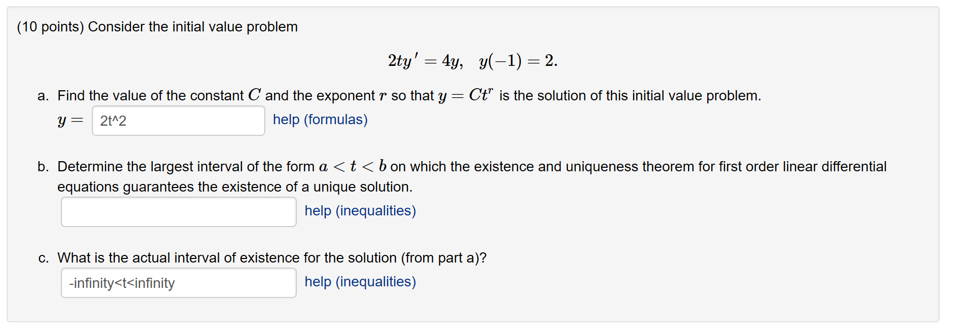 Solved (10 points) Consider the initial value problem 2ty' = | Chegg.com