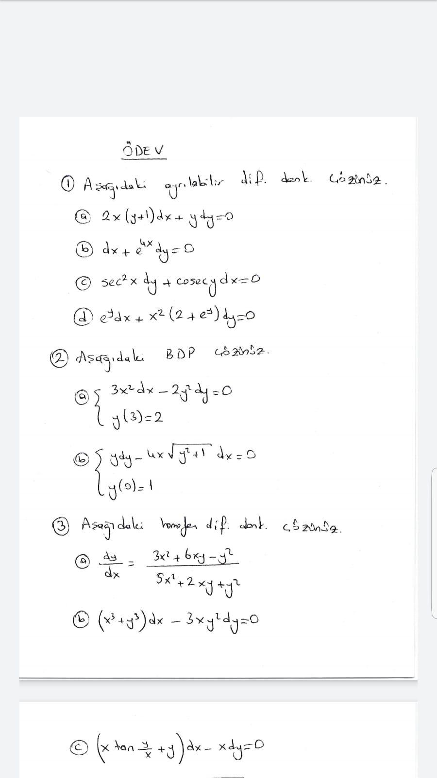 Solved cozinoz. ÖDEV © Asorgidaki ayrılabilir dif. dank. | Chegg.com