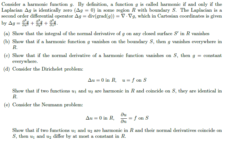 Solved Consider a harmonic function g. By definition, a | Chegg.com