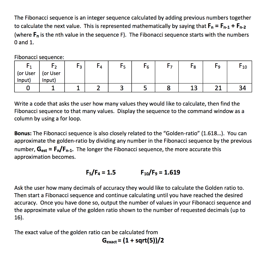 Solved The Fibonacci sequence is an integer sequence | Chegg.com