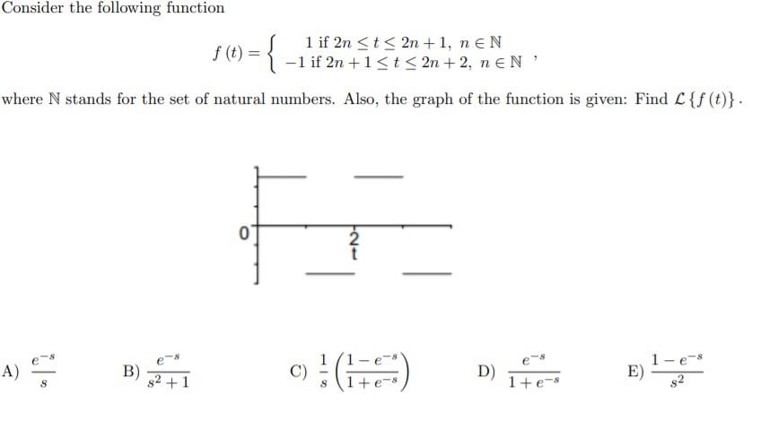 Solved Consider the following function f(t) = = { 1 if 2n | Chegg.com