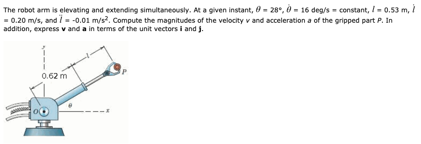 Solved The robot arm is elevating and extending | Chegg.com