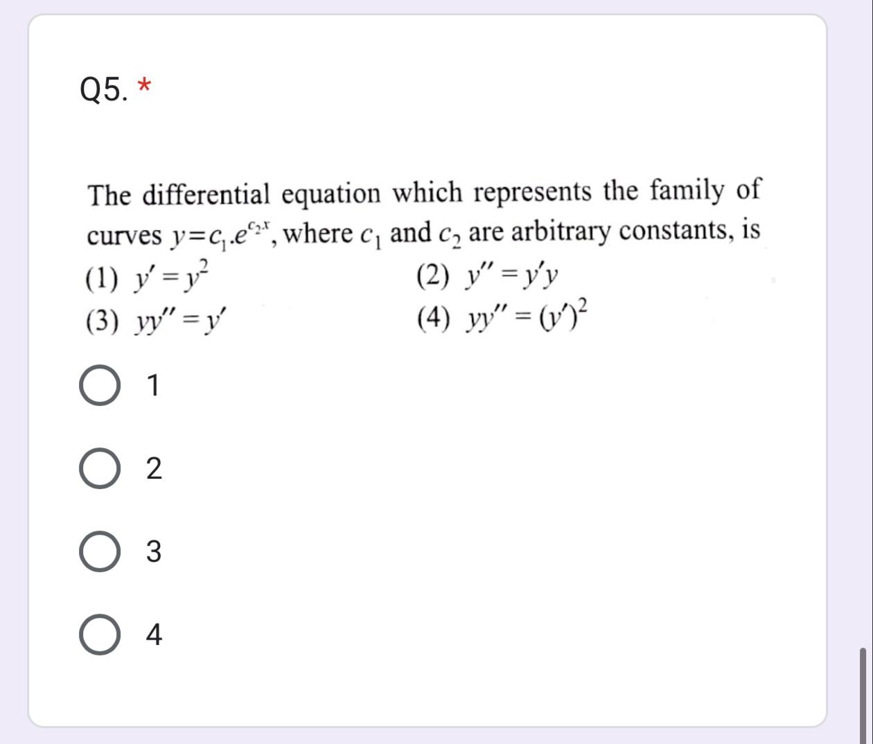 Solved Q5. *The differential equation which represents the | Chegg.com