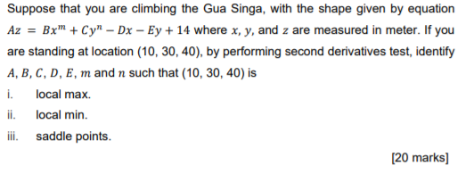 Solved Suppose that you are climbing the Gua Singa, with the | Chegg.com