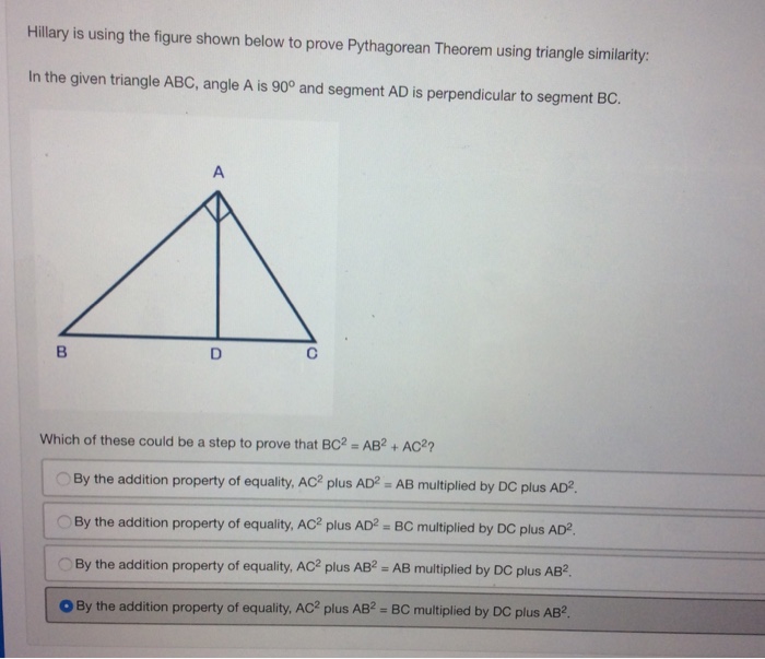 Solved Hillary is using the figure shown below to prove | Chegg.com