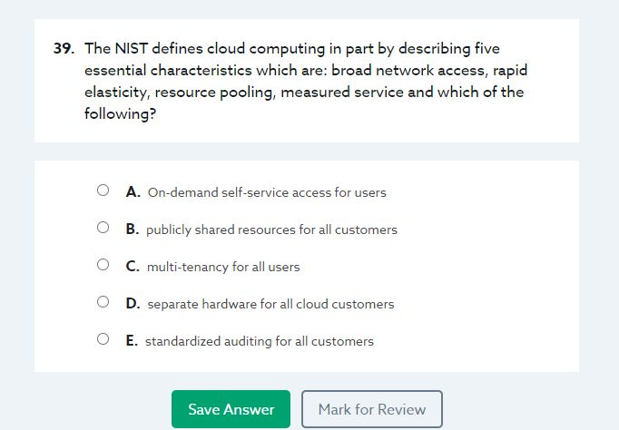 Solved The NIST defines cloud computing in part by | Chegg.com