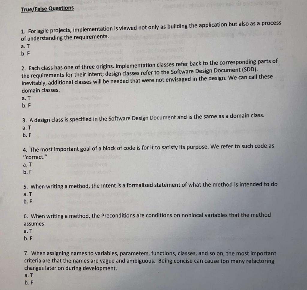 Solved 1. For agile projects, implementation is viewed not | Chegg.com