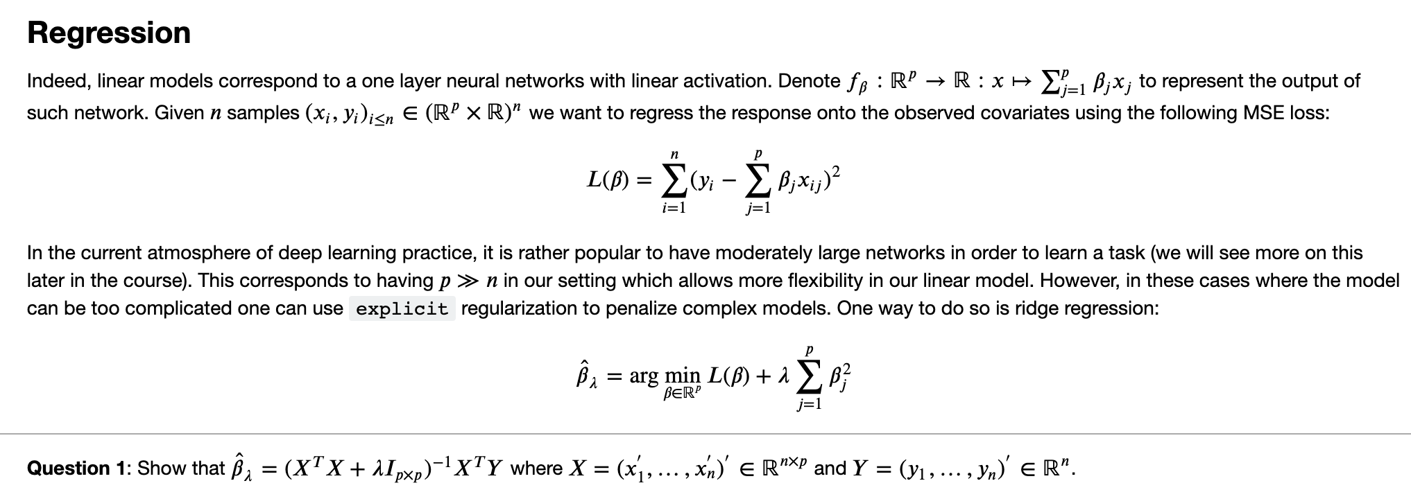 Solved Indeed, linear models correspond to a one layer | Chegg.com