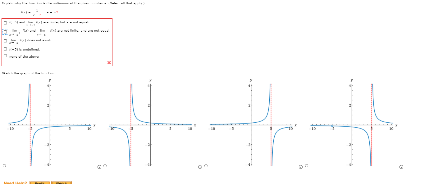 Solved Explain why the function is discontinuous at the | Chegg.com