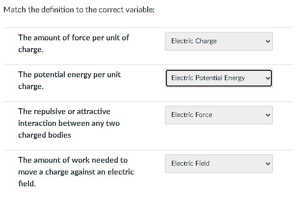 Solved Match the definition to the correct variable: The | Chegg.com