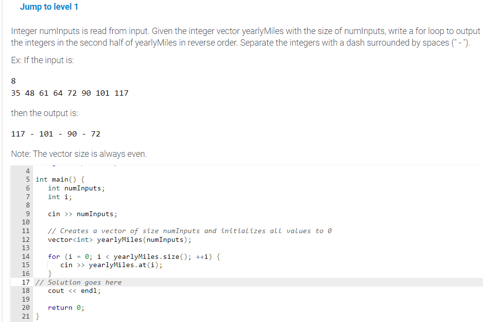 Solved Integer numlnputs is read from input. Given the | Chegg.com