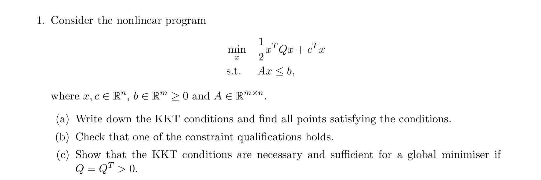 Solved Hi all I need help with Quadratic programming and KKT | Chegg.com