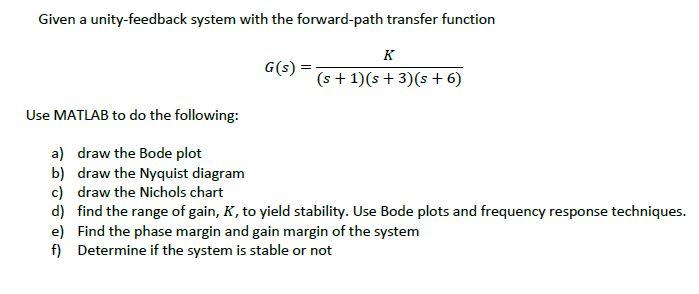 Solved Given a unity-feedback system with the forward-path | Chegg.com