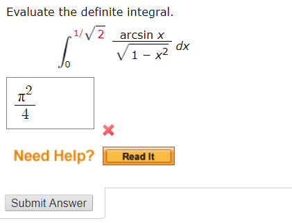 Solved Evaluate the definite integral. 1/2 arcsin x dx V 1 - | Chegg.com