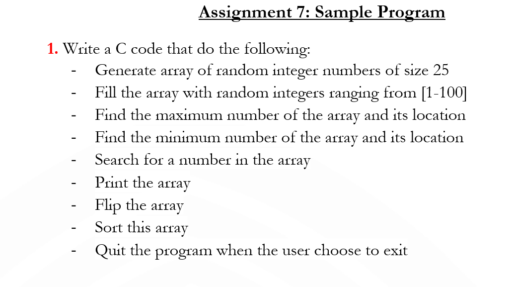 Solved Assignment 7 Sample Program 1 Write A C Code That