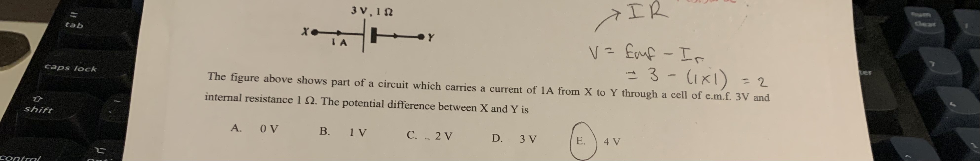 Solved The figure above shows part of a circuit which | Chegg.com