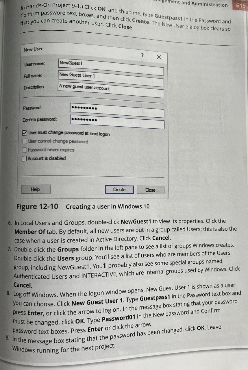 Solved 614 Hands-On Project 12-1: Creating Users in a | Chegg.com