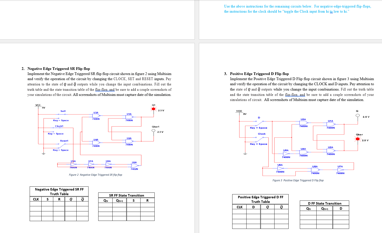 Procedure 1. Positive Edge Triggered SR Flip flop | Chegg.com