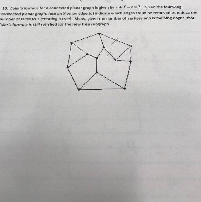 Solved 10: Euler's formula for a connected planar graph is | Chegg.com
