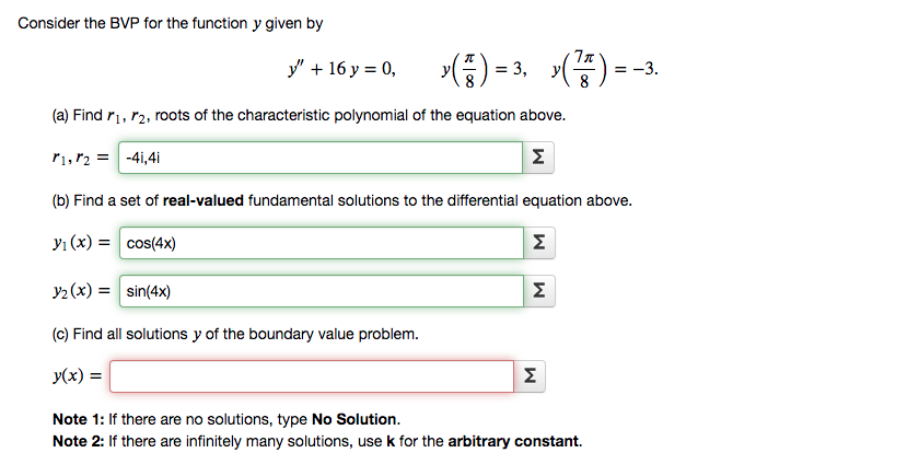 Solved Consider the BVP for the function y given by >" + | Chegg.com