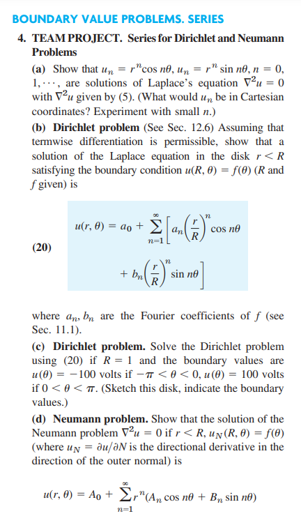 Solved BOUNDARY VALUE PROBLEMS. SERIES 4. TEAM PROJECT. | Chegg.com