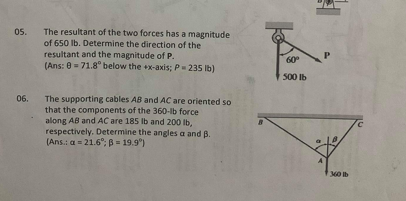 Solved 05. The resultant of the two forces has a magnitude | Chegg.com Solved 05. The resultant of the two forces has a magnitude | Chegg.com